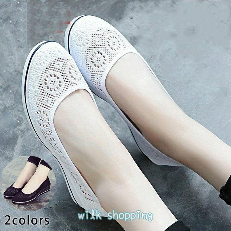 スリッポン サンダル スニーカー レディース 透かし彫り カジュアルシューズ ウェッジソール 疲れない 歩きやすい 通学 通気性 新作 商品詳細 ■カラー：ホワイト　ブラック ■サイズmm：220/22/230/23/240/24/20/2...