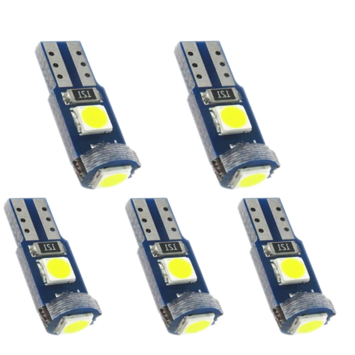 この商品について【T5 LED ホワイト 5個】最先端超高発光効率の3030LED素子3個搭載、360°全方位照射でき、 大部分車種はエラーフリー、12V 車用T5バルブ 5個セット。【超高輝度＆省エネルギー】240LMの明るさ、超高輝度な...