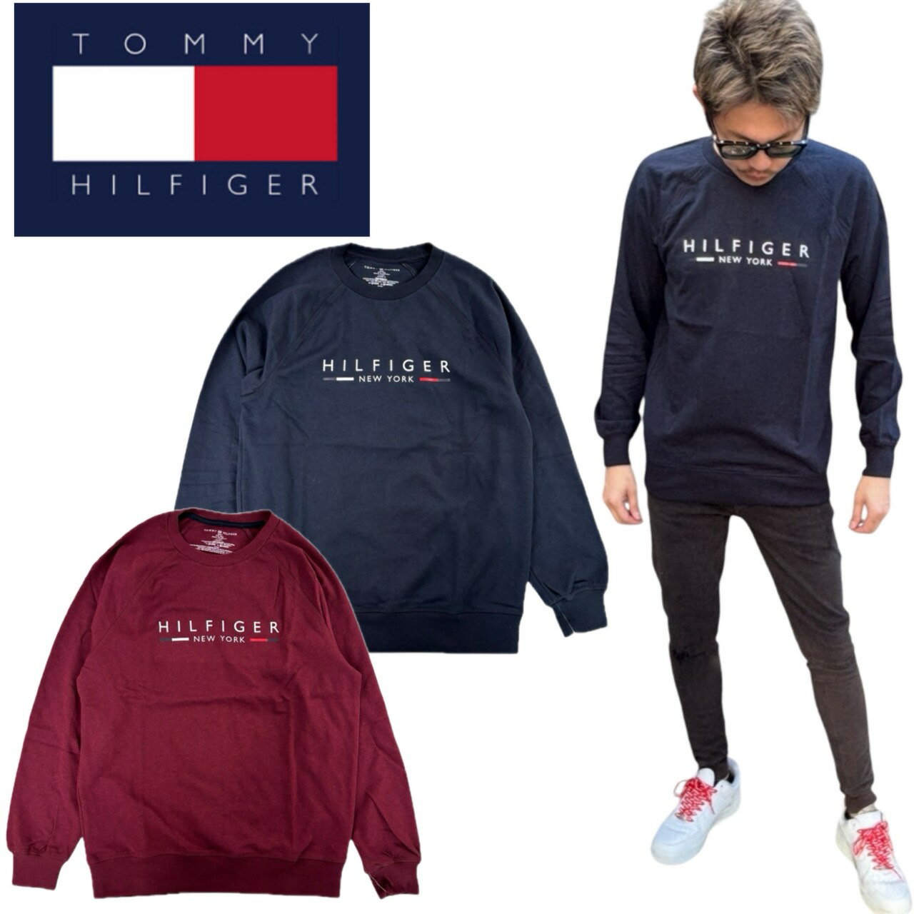 ■商品名/TOMMY HILFIGER FRENCH TERRY LOUNGE ■表地/60%コットン40%ポリエステル ■カラー NAVY(ネイビー) PORT(ワインレッド) ■サイズ 【S】着丈69cm身幅52cmゆき丈83cm 【M...