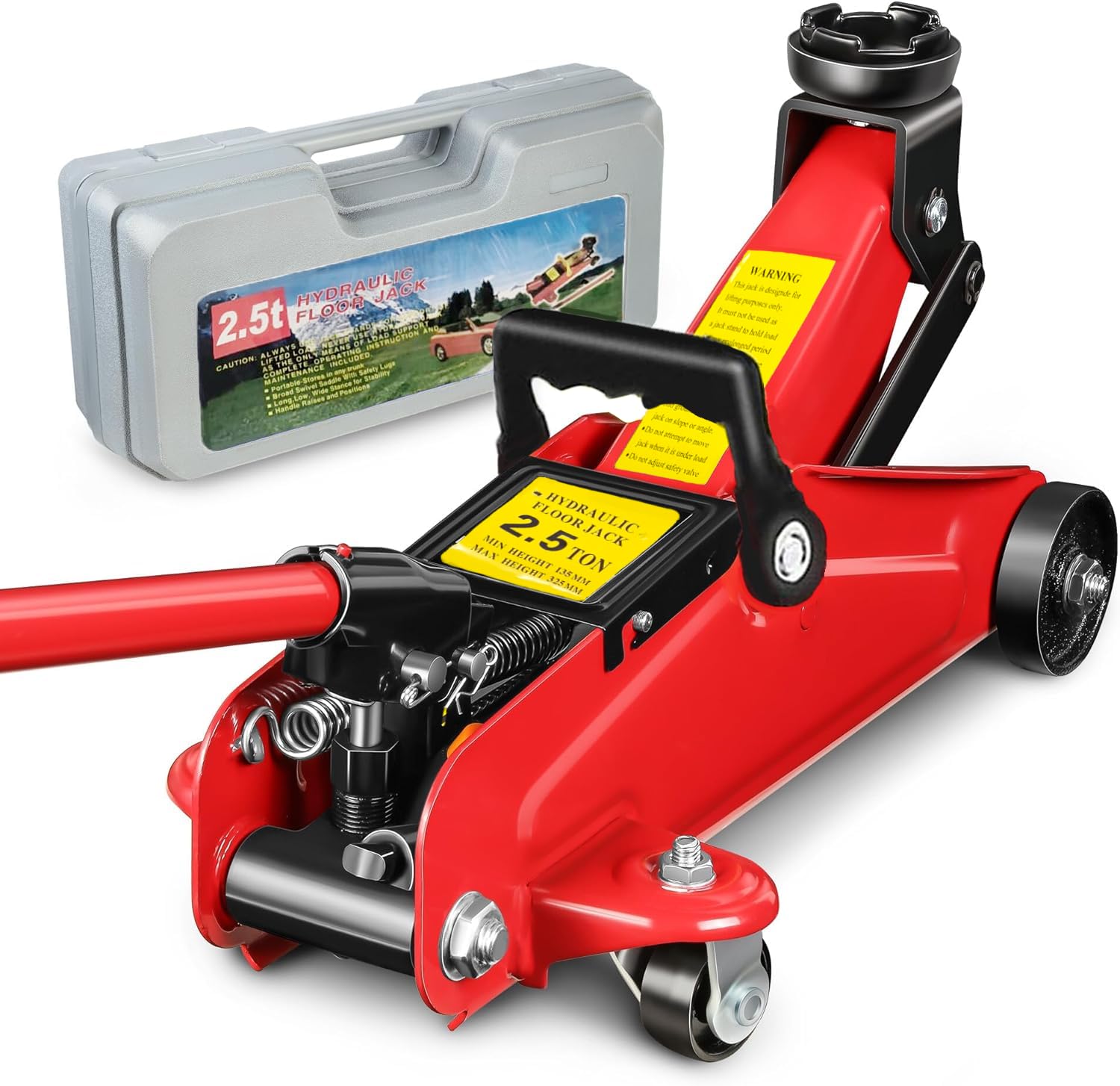 アルミジャッキ：油圧式ガレージジャッキ，全長約71cm×幅13.5cm【能力】：2.5t。【最高位】：約300mm【最低位】：約130mm，【重量】：約9kg【材質】：スチールポンプ本体を持ち上げたときにポンプ本体が非常に緩むように感じます...