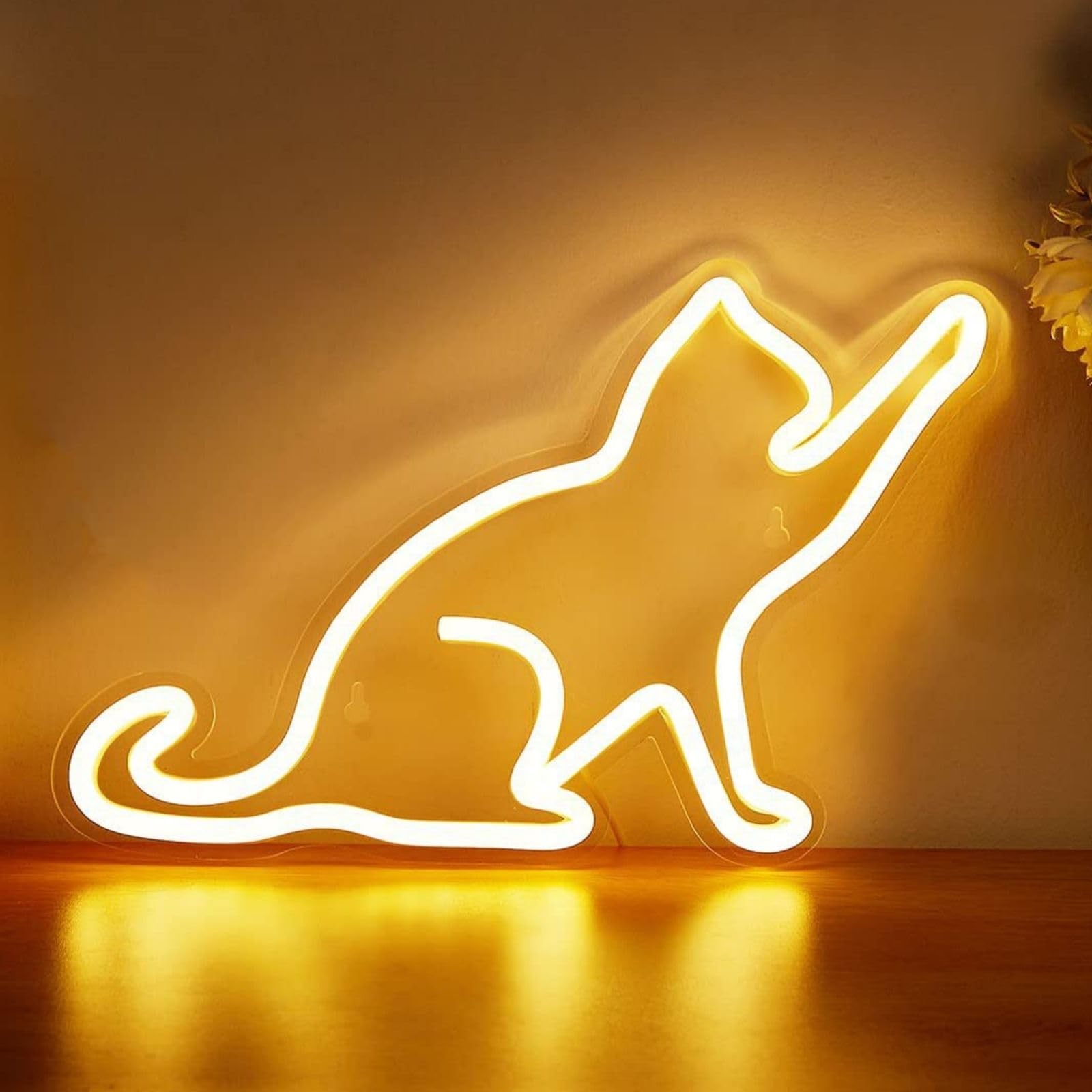 可愛い猫シルエットのネオンライト: ねこが前足でじゃれつくような姿をリアルに表現したネオンサインは、ネコ好きの方にぴったり。パネルに2つの穴があるので、壁掛けが可能。もちろんそのまま棚に置いたりと、様々な場所に設置できる自由度の高さで、イン...