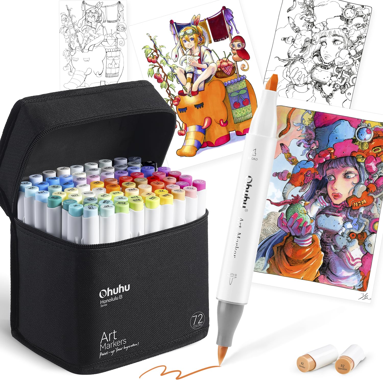 Ohuhuイラストマーカーシリーズは、世界15ヵ国以上で販売。プロのアーティストからも支持されています。豊富なカラーと様々なセットを展開し、初心者でも扱いやすく、だれでも気軽に楽しむことができるイラストマーカーです。【自社独自開発のインク】...