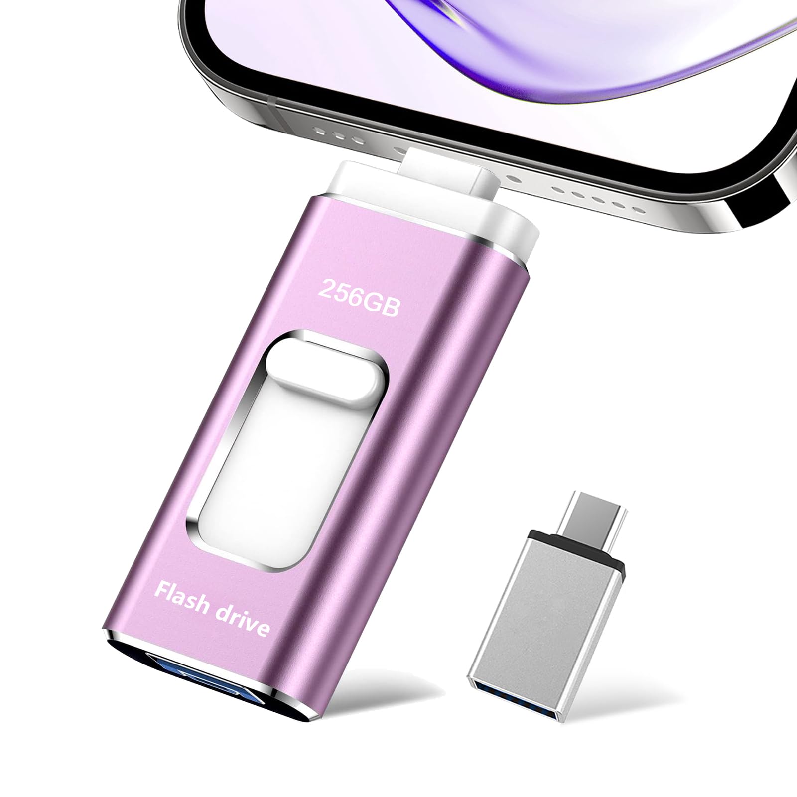 【一本四役・高速データ転送】iPhone用USBメモリはiOS、Type-C、USB、Micro USBの四つのコネクタを搭載でこの一本で全てのIOS、Windows PC、Typec、Micro USBのAndroid設備にスライドで対応...