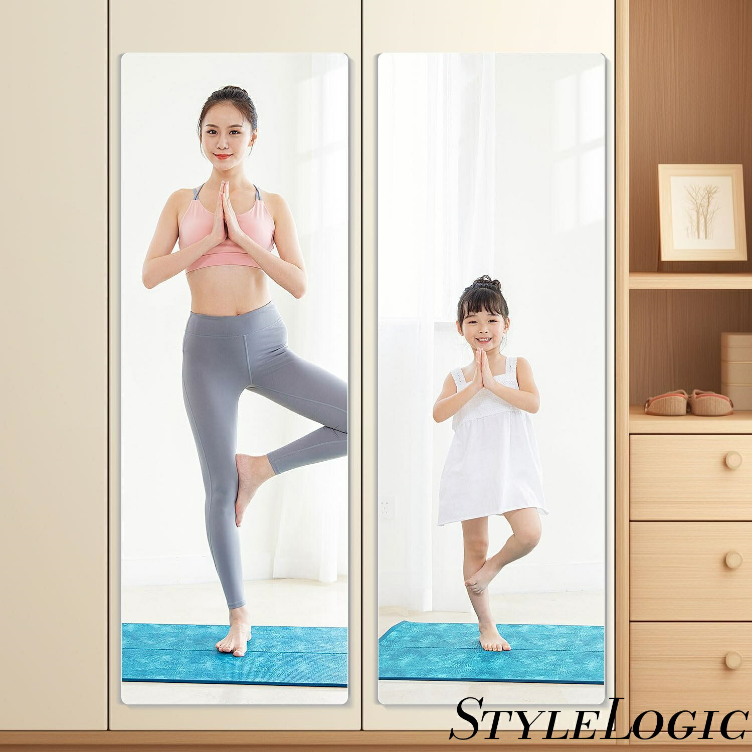 【2枚セット全身鏡】2枚鏡セットだから、家族と一緒に同時に使用できて嬉しいです。割れない軽量ミラーだから、自宅・子供部屋・リビング・脱衣所・玄関先など場所はもちろん、保育園・幼稚園など場所に適用します。【アクリル素材、大幅歪み軽減】市販のア...