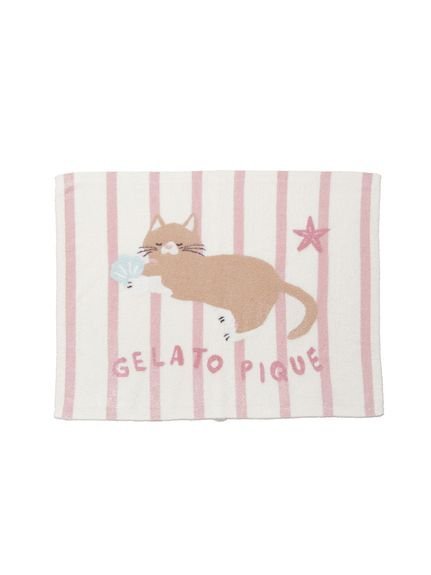 gelato pique（ジェラートピケ）【KIDS】スムーズィーシーサイドキャットジャガードブランケット【シーサイドキャットの爽やかなストライプ柄KIDSブランケット】【Fabric】SMOOTHIE（スムーズィー）…とろけるようななめら...