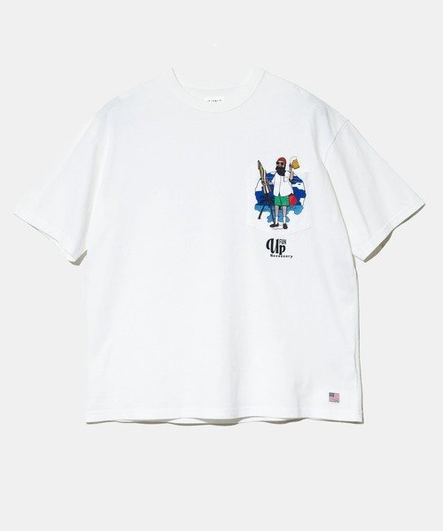 go slow caravan（ゴースローキャラバン）modem design/モデムデザイン USATee -ポケットおじさん- (MENS)ポケット部分に大胆にデザインされた“おじさん”が目を引く、ユニークなグラフィックTEE☆ビール片...