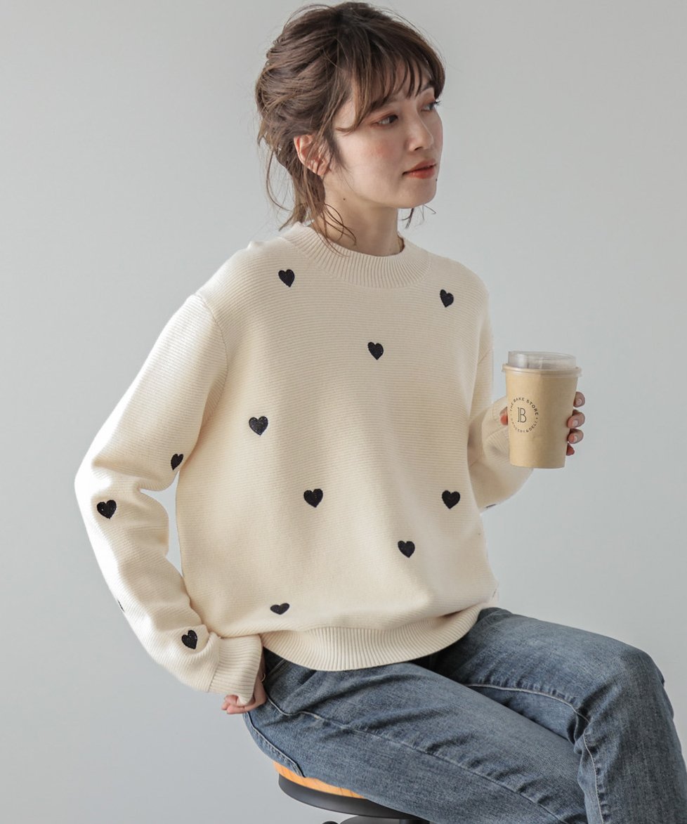 楽天市場】ハート(柄刺繍)(ニット・セーター|トップス 楽天市場】ハート(柄刺繍)(ニット・セーター|トップス