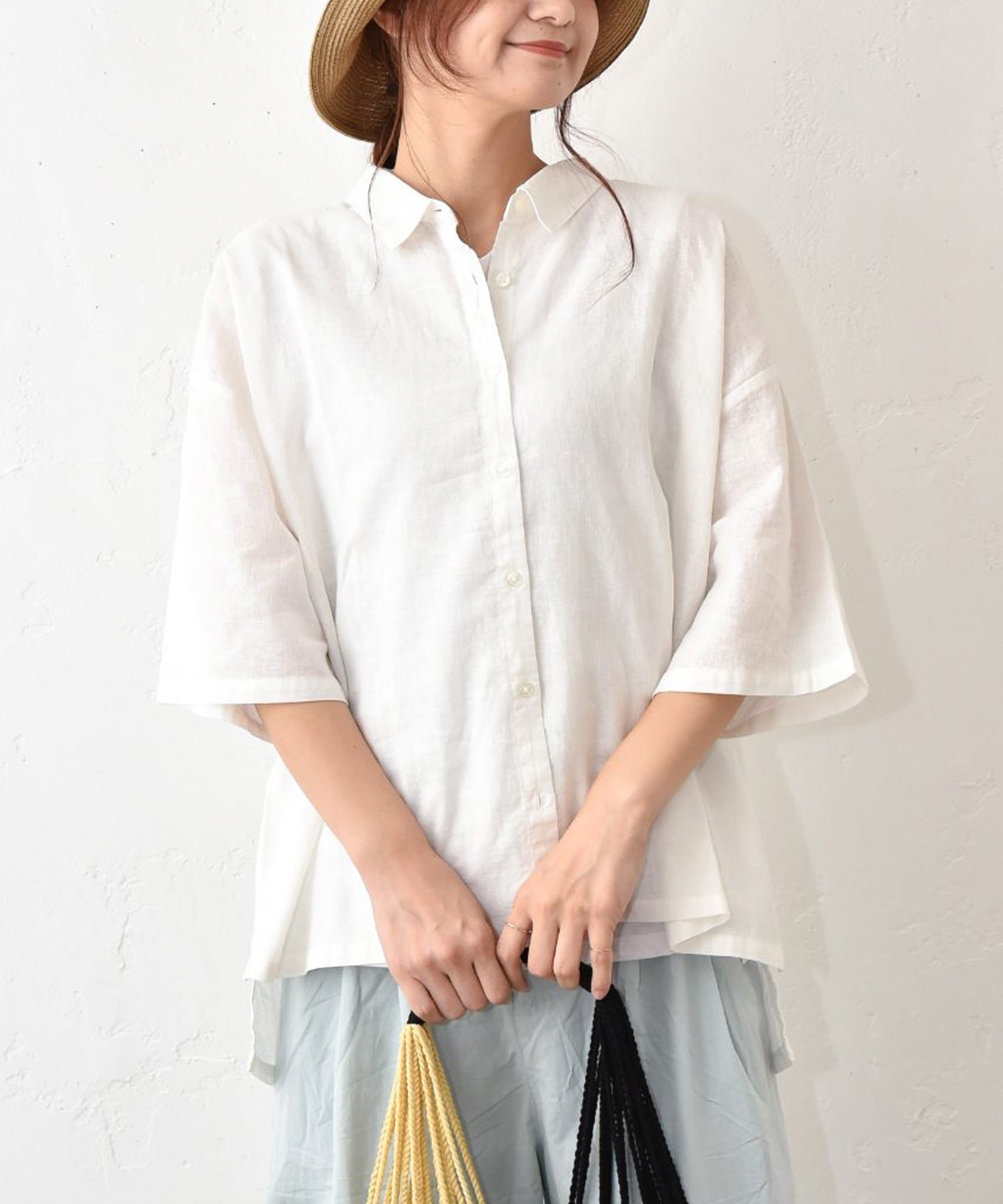 HugHug（ハグハグ）hagumu｜綿麻シャツ [[CPMA-3601]][C]型番：CPMA-3601-018-1 SF9151【採寸】商品のサイズについて【商品詳細】サイズ：F可※画面上と実物では多少色具合が異なって見える場合もござい...