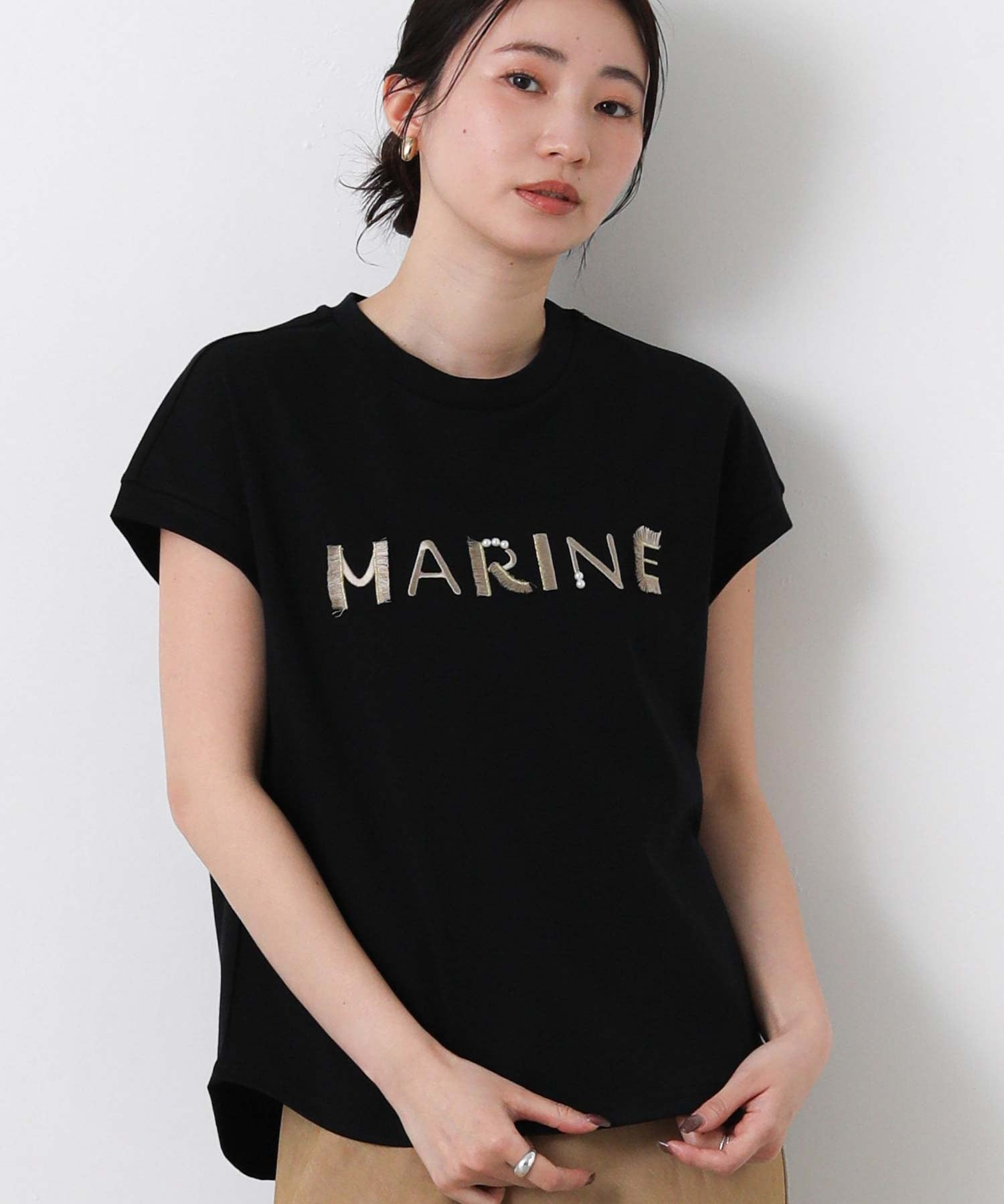 Gready Brilliant（グレディブリリアン）Gready Brilliant/(W)2_MARINEフリンジFR大人気！ラメ刺繍やフリンジ刺繍、パールを施したロゴTシャツ。ロゴはマリンを意味するフランス語「MARINE」。毎年人気...