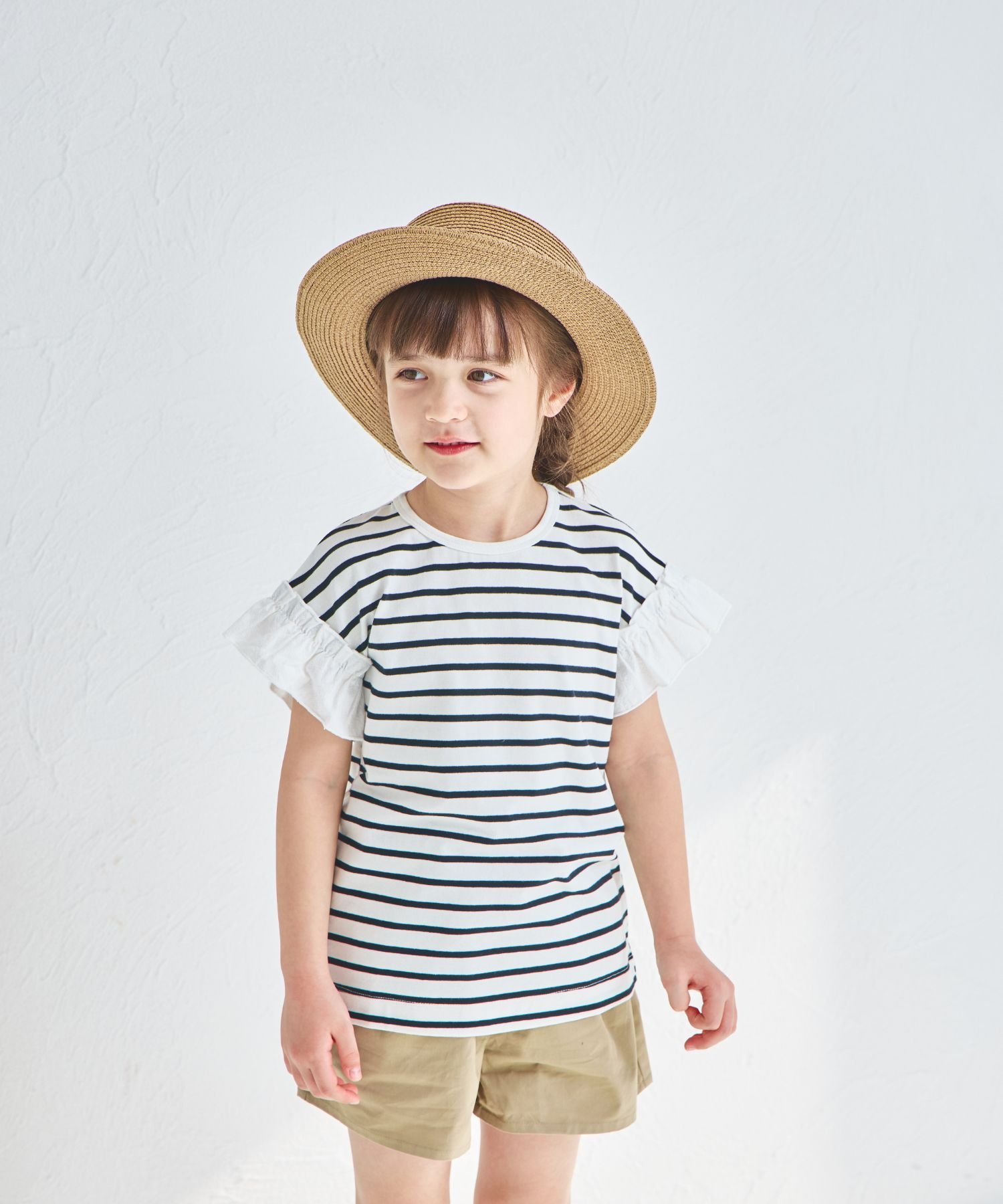 pairmanon（ペアマノン）【綿100%】選べるデザイン アソート異素材フリル トップスーーー無地と総柄から選べる肩の立体的な異素材タックフリルデザインと、後ろ姿のチュールフリルがポイントのバックシャンデザインの2パターンから選べるガー...