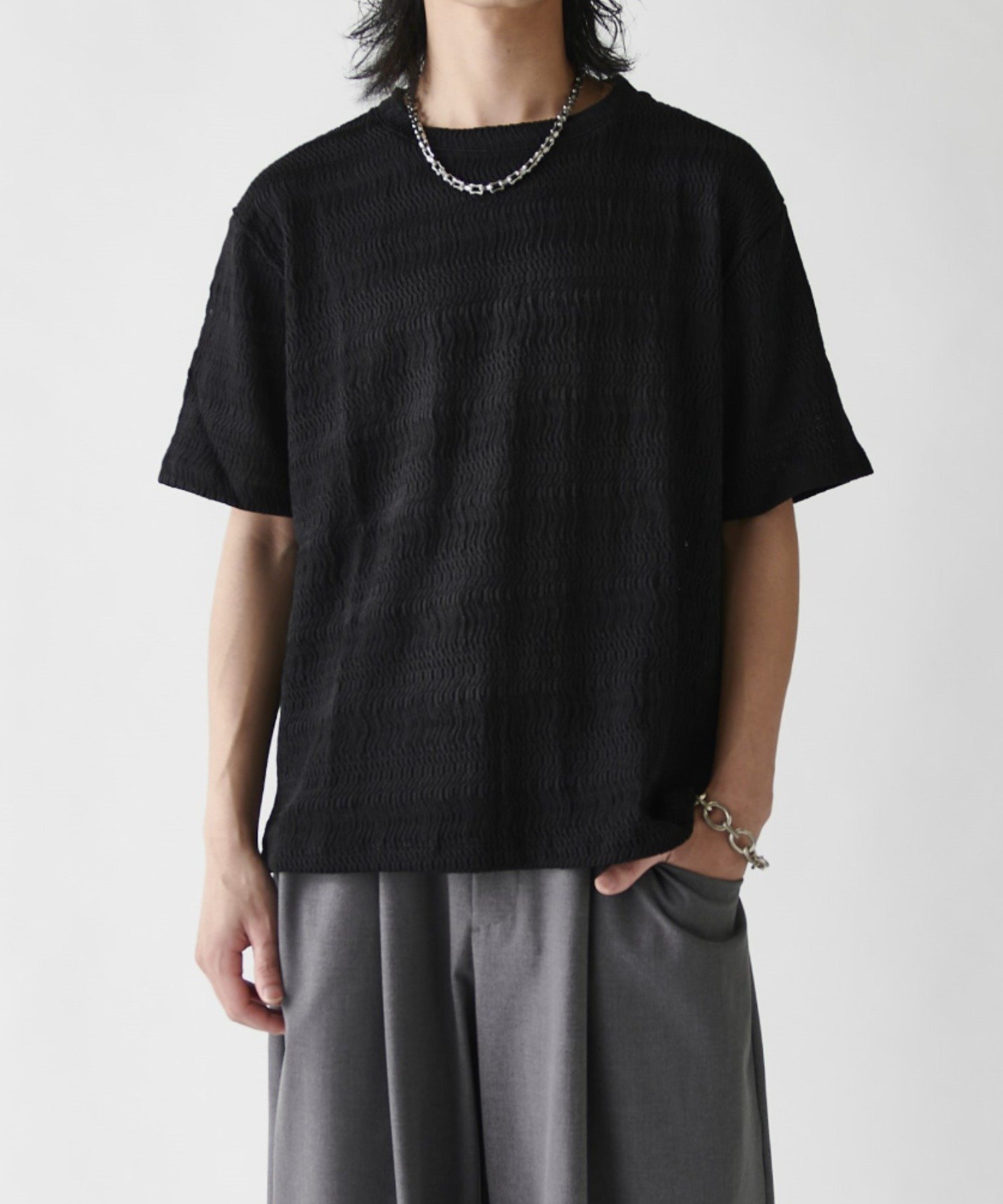 PAL GROUP OUTLET（パル グループ アウトレット）【Lui's】ウエーブラッセルTシャツ「ウエーブラッセルTシャツ」【DESIGN】・表情豊かな生地感が魅力のウェーブラッセルTシャツ。・立体感のあるウェーブ調の編地が、シンプル...