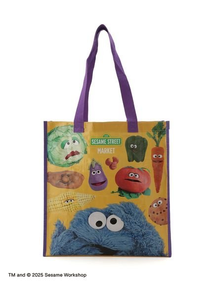 SESAME STREET MARKET（セサミストリートマーケット）ショッピングバッグM【遊び心満載！ファニーなデザインのMサイズショッピングバッグ】大胆にプリントされたキャラクターが目を引く、Mサイズのショッピングバッグ。軽くて薄手なが...