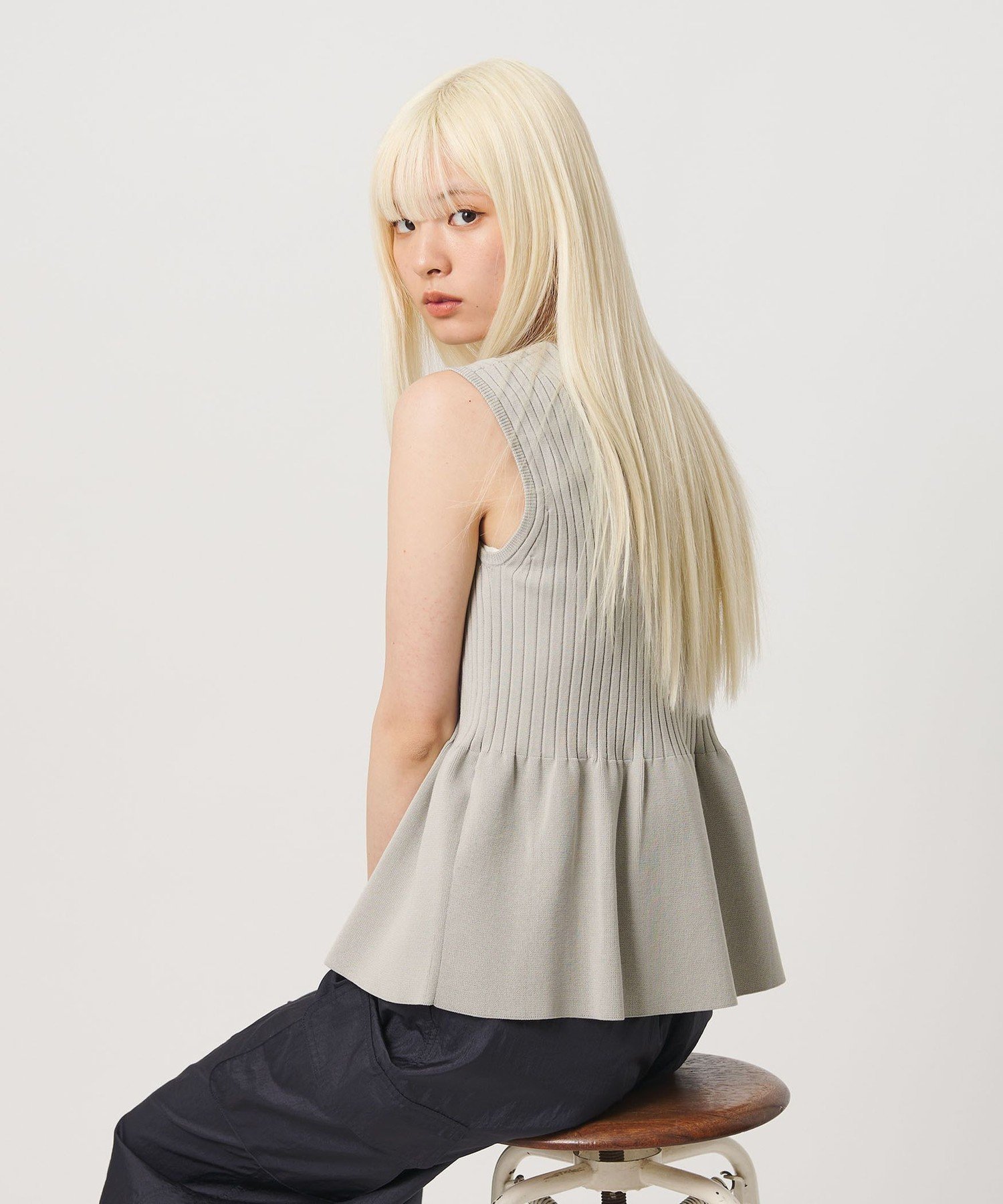 BEAUTY&YOUTH UNITED ARROWS（ビューティー＆ユース　ユナイテッドアローズ）【WEB限定 Wardrobe DAILY MINIMAL】ペプラム2WAY ノースリーブリブニット ウォッシャブルWEB限定Wardrobe...