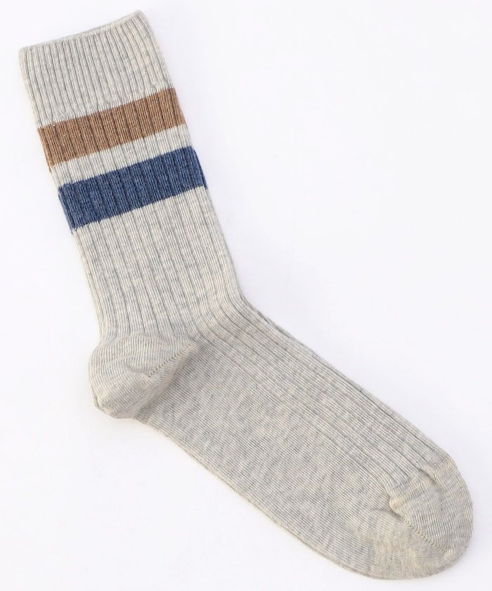 FREAK’S STORE（フリークスストア）RACE OVERANKLE SOCKS2026 Spring ＆ Summer itemシンプルなのに、しっかり映える。ライン柄リブソックス。●柔らかく肌あたりの良いコットン混素材で快適な履き...