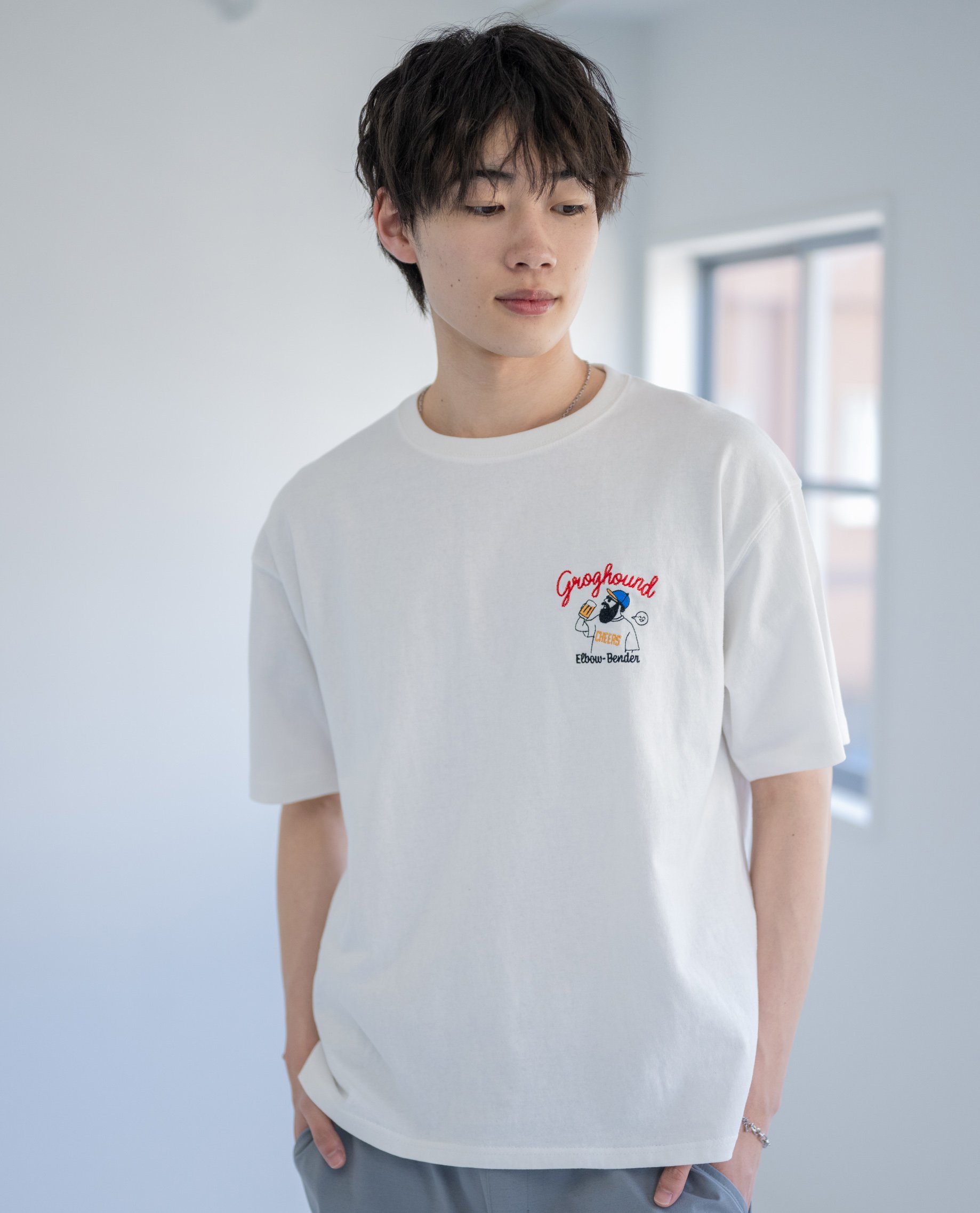 YEVS（イーブス）【MOJASH】ヒゲサガラ刺しゅうTシャツ【接触冷感】MOJASH（モジャッシュ）ビール柄で大人の遊び心を演出夏の主役級！ひんやり快適、洒落見えサガラTこの夏を快適に、そして個性的に彩るMOJASHの接触冷感 半袖Tシャ...