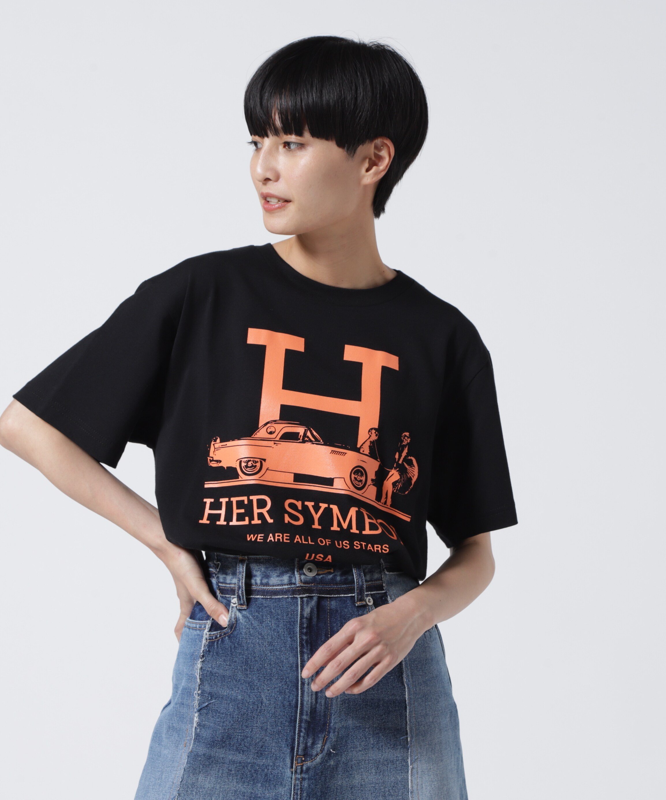 B'2nd（ビーセカンド）Kare/ME(カーミー)H MM オレンジプリントTシャツ キャッチ-なプリントが目を惹くTシャツが登場！カジュアルスタイルにピッタリな1枚です。【Kare/ME(カーミー)】2013年、雑貨SHOP「ASOKO...