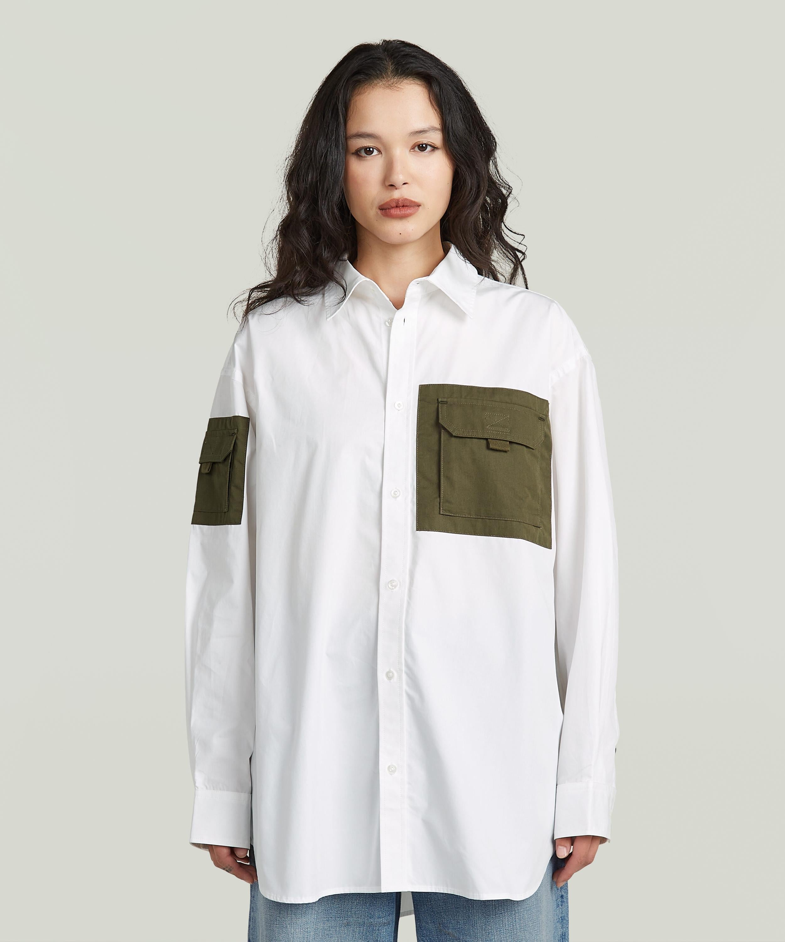 G-Star RAW（ジースターロゥ）【公式ショップ】Multipocket Long Sleeve Shirt/異素材ミックスマルチポケットオーバーサイズロングスリーブシャツMultipocket Long Sleeve Shirtは、ク...