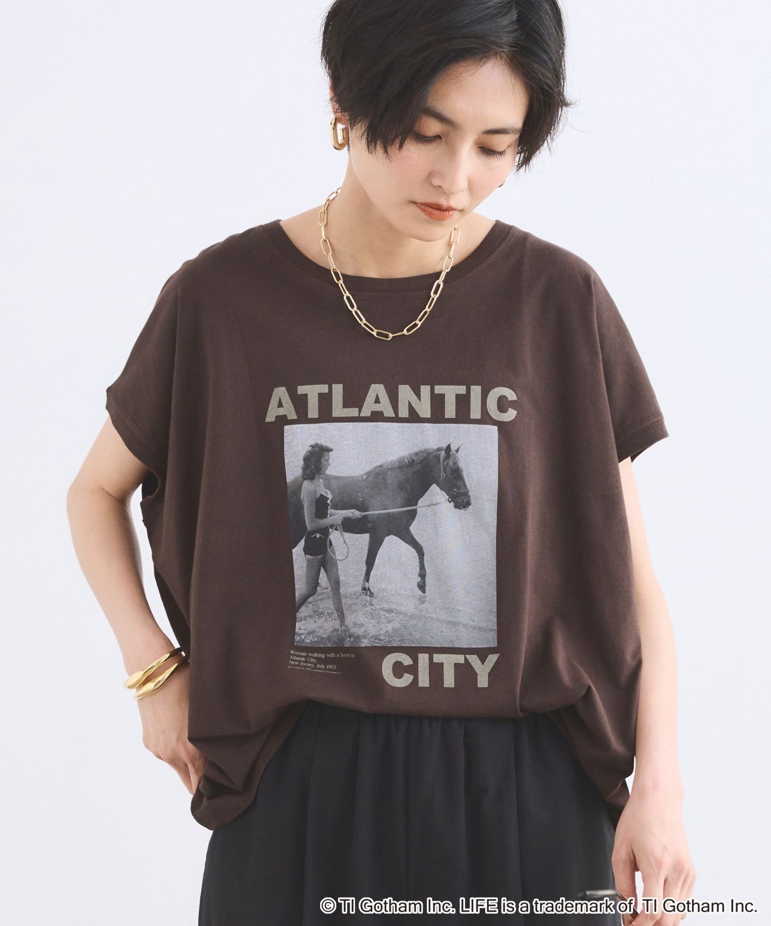 BARNYARDSTORM（バンヤードストーム）【別注】LIFE PICTURE COLLECTION / ATLANTIC CITY フォトT【GOOD ROCK SPEED別注】女性らしく抜け感のあるフレンチスリーブT・肩まわりをすっき...