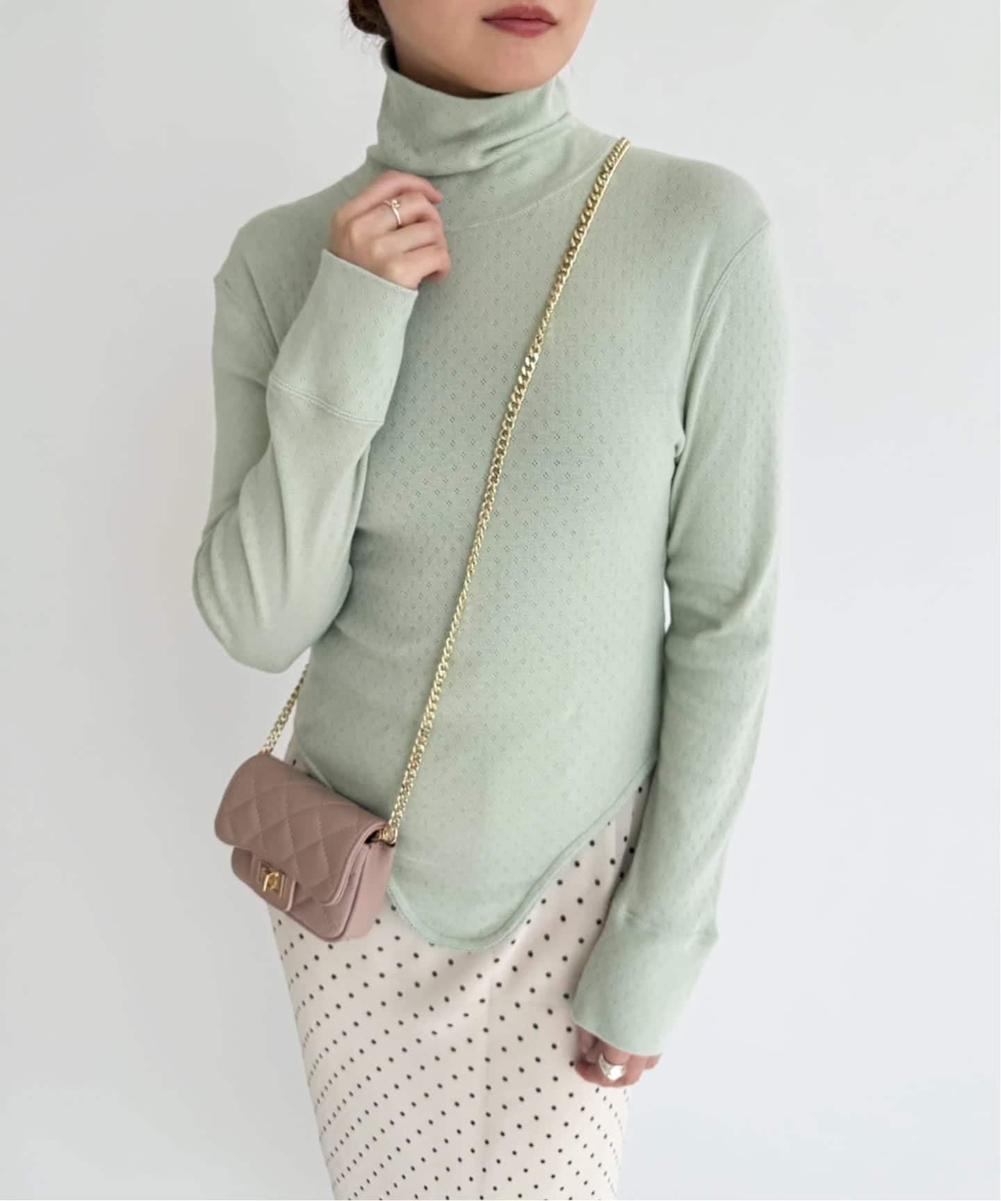 EDIT.FOR LULU（エディット フォー ルル）【PAN for LULU】EYELET MESH LACE TURTLE【26SSCOLLECTION】　EDIT.FORLULUアイレット生地のコットン素材のタートルネック。pan定...
