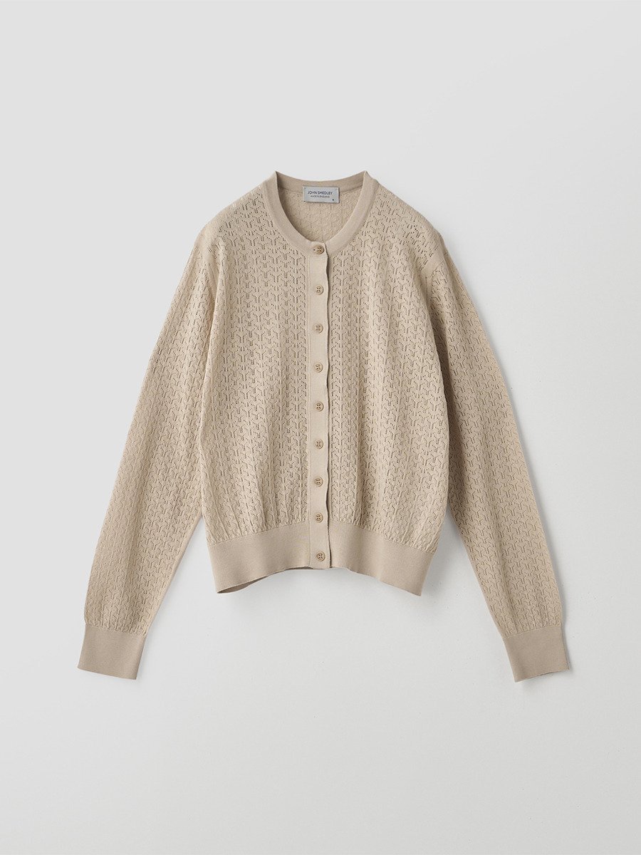JOHN SMEDLEY（ジョンスメドレー）コットンレース編みニットカーディガン ｜ ROXBURGH ｜ 30G2026SPRING/SUMMERCOLLECTION2026年のシーズンコンセプトを表現した透かし編みのニットトップス。ほの...