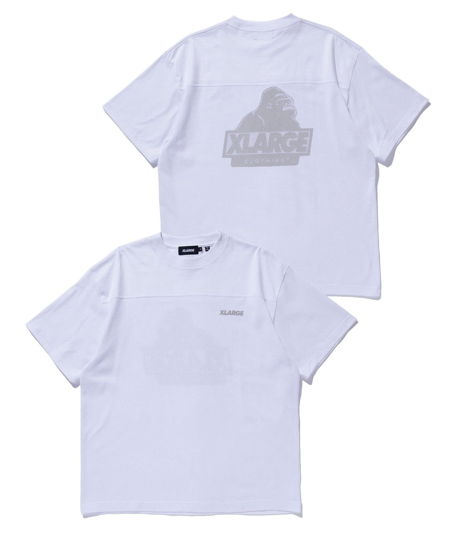 XLARGE（エクストララージ）SLANTED OG S/S MESH TEEMODEL：Lサイズ　身長：183cm(WHITE)【ディテール】・通気性抜群のコットンメッシュ生地を使用した半袖Tシャツ・フロントにオリジナルのグラフィックロゴ...