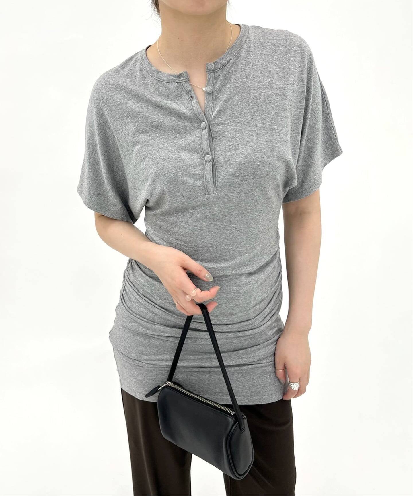 EDIT.FOR LULU（エディット フォー ルル）【ESTHE/エステ】T Shirt Gathered Waist Mini Dress【26SSCOLLECTION】　EDIT.FORLULUウエスト部分のギャザーが美しいシルエット...