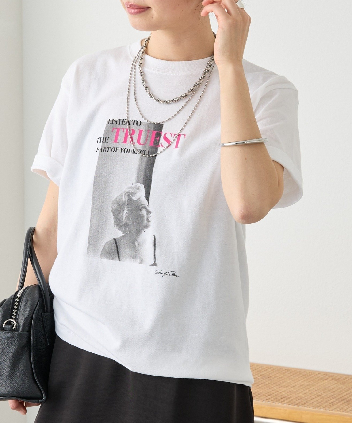 RIVE DROITE（リヴドロワ）予約【存在感抜群】MarilynフォトTee一枚でも着映えするフォトプリントT●デザイン・マリリン・モンローのフォトプリントが目を惹くTEE。マリリンの素の表情を切り取ったGOOD ROCK SPEED ...