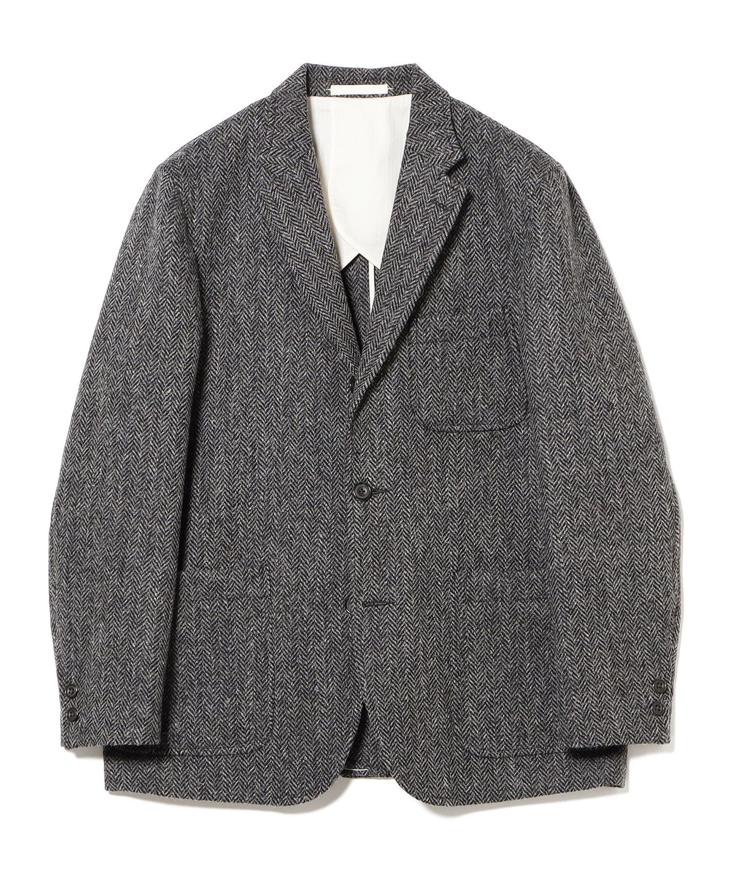 BEAMS MEN（ビームス メン）3B Jacket Harris Tweed現代的なフィッティングのハリスツイードジャケット■デザインオーセンティックなデザインをゆとりのあるサイジングに落とし込んだ、〈BEAMSPLUS（ビームスプラス...