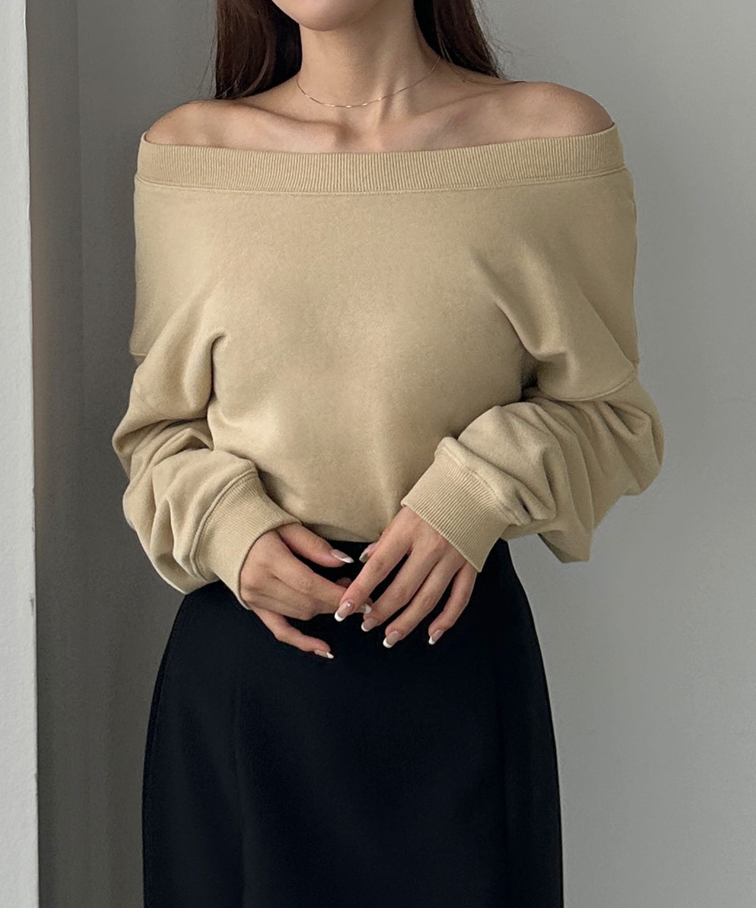 JUNOAH（ジュノア）Louere 2wayスウェットブランド：Louere(ルエレ)サイズ：S-XL(約cm)S:身幅53肩幅61着丈49そで丈52M:身幅55肩幅62着丈51そで丈53L:身幅57肩幅63着丈53そで丈54XL:身幅5...