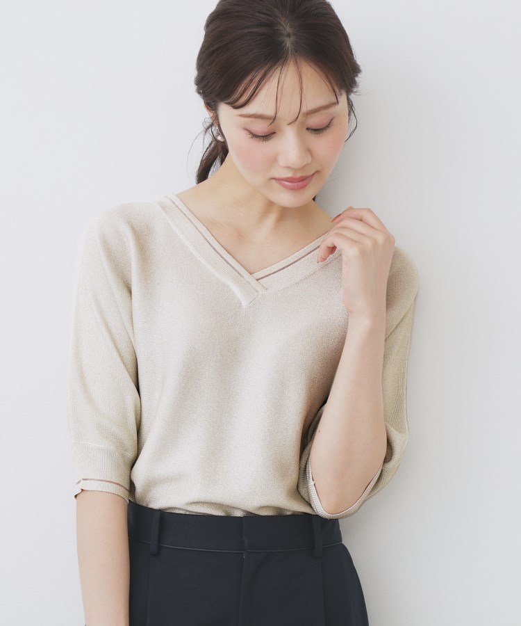 index（インデックス）《5色展開》前後2WAY ドルマンスリーブニット【UVケア/抗ピル/洗濯機洗い可】べたつかずさらっと着用できる！前後2wayドルマンスリーブニット【デザイン】・ゆったりとしたドルマンスリーブで、抜け感のある大人のリ...