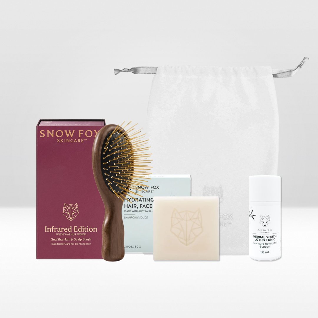 SNOW FOX SKINCARE（スノー フォックス スキンケア）【母の日限定】遠赤外線ブラシ&ヘアケアセット【人気のブラシにお得なセットが登場】ギフトにもおすすめのヘアケアセット。特許査定取得の「24Kゴールド×遠赤外線のハイブリッド構...
