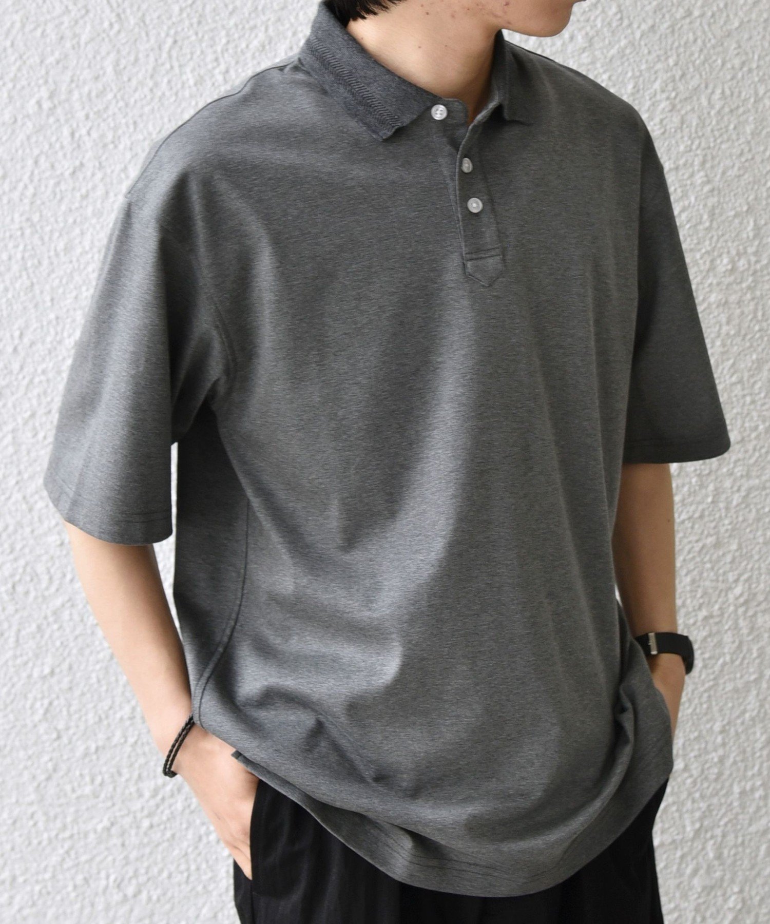 SHIPS（シップス）SHIPS any:＜接触冷感/遮熱/UVカット＞COOL TOUCH スムース デザイン リブ 半袖 ポロシャツ◇暑い季節に嬉しい機能が揃った、オンオフ兼用のポロシャツ【素材特性】コットン素材ながら、ひんやりとした肌...