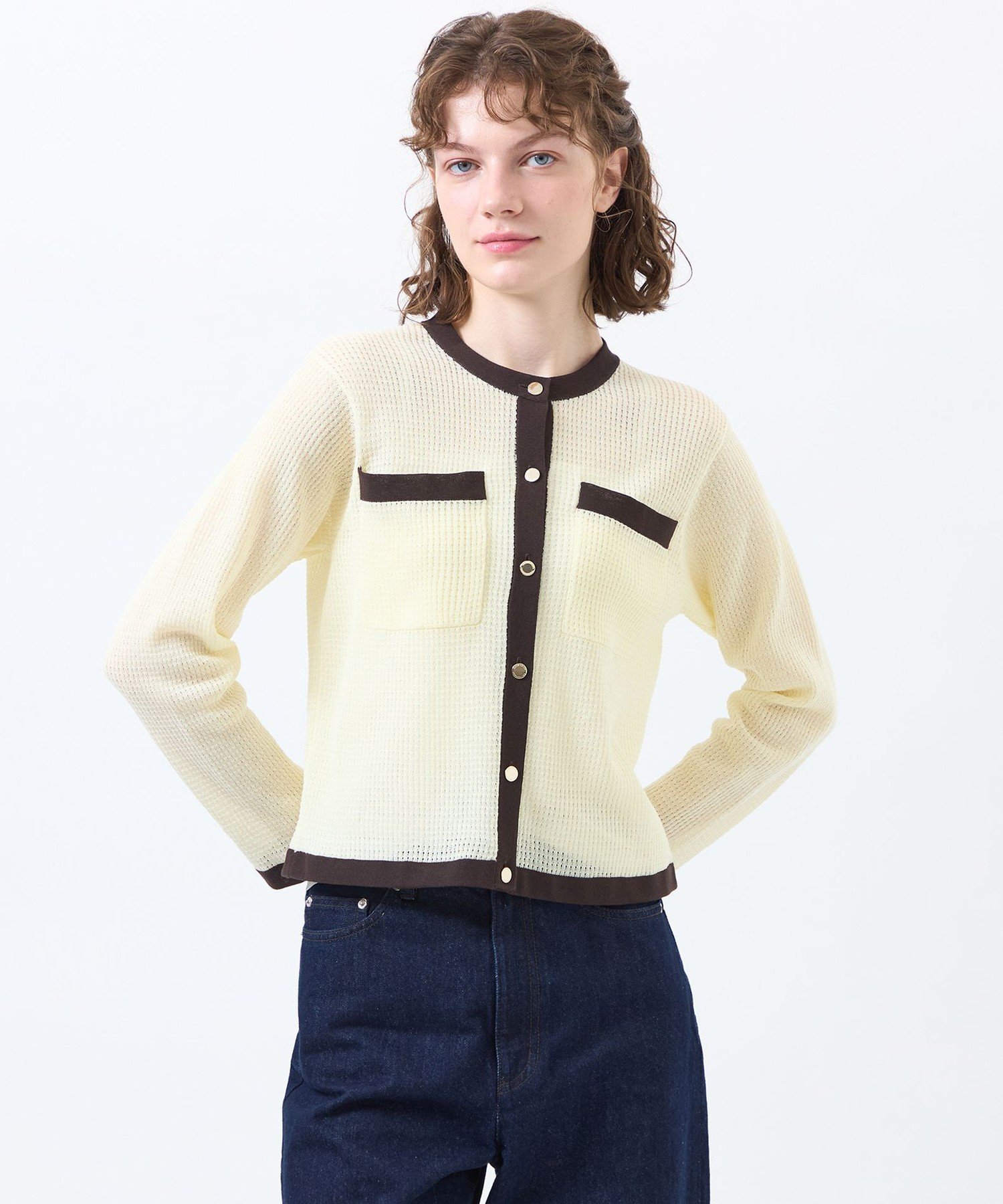 MACKINTOSH PHILOSOPHY（マッキントッシュ フィロソフィー）【ROYTON(ロイトン)】シアーワッフルカーディガンすっきりとしたボックスシルエットとノーカラーデザインが人気のROYTON（ロイトン）シリーズを、シアーなワッ...