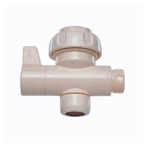 水栓部品、水栓パーツ、分岐用水栓部品です。 パイプの先に取付けて、水を2方向に送水し分岐する際に使用します。分岐の切替えは、手元でカンタンなワンタッチレバータイプです。 サイズ：丸形パイプ外径16mm、19mm、 ・材質:ポリアセタール　 ...