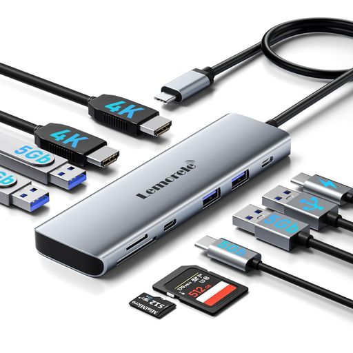 【TypeCドッキングステーション】USB3.0ポート(5Gbps)+USB2.0ポート*2、HDMI2ポート4K@30Hz、TypeCPD100W給電、MicroSD/TFスロット日常必要されるポートをすべて備えています。高品質なアルミニ...