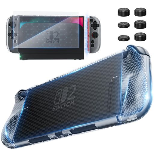 【Switch 2 完全保護カバーセット】新型Switch 2本体に完璧フィットする専用設計のSwitch 2保護カバーです。このオールインワンセットには、高品質なTPU+PC製「Switch 2 ケース」、硬度9Hの「強化ガラスフィルム」...