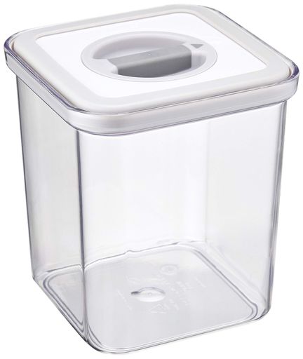 サイズ:(約)幅130x奥行130x高さ150mm 重量:(約)260g 材質:本体/AS樹脂(耐熱温度80度、耐冷温度-20度)ふた・つまみ/ABS樹脂(耐熱温度80度、耐冷温度-20度)、つまみグリップ/エラストマー(耐熱温度80度、耐...