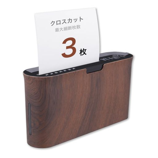 卓上のコンパクトシュレッダー。クロスカット4x10mm。 連続10分使用可能 A4用紙最大3枚細断可。官製はがき1枚。 容量は約4L(A4コピー用紙30枚) 外形寸法:W95xD375xH184mm、約2.1kg