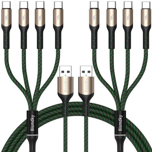 4つのTYPE-Cポート:ケーブル1本=充電ケーブル4本。 4つの同一のUSB Cポートを備えた最先端の4-IN-1デザインで、4台の携帯電話を同時に充電できます。 簡単に収納でき、日常のお出かけ、旅行、オフィス、車内などにとても便利です。...