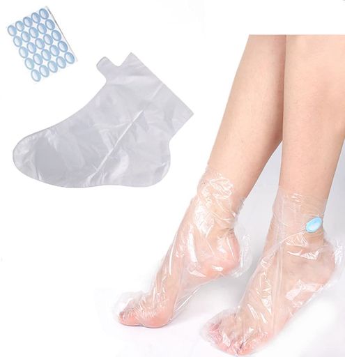 【大容量の100枚セット】フットカバーx100枚、留めシールx100枚。 【商品のサイズ】フットカバーのサイズ、長さ:31CM、高さ:15CM、開いた口サイズ:17CM。45ヤード以内の男女の足型着用に適しています。毎日15分で足膜をDIY...