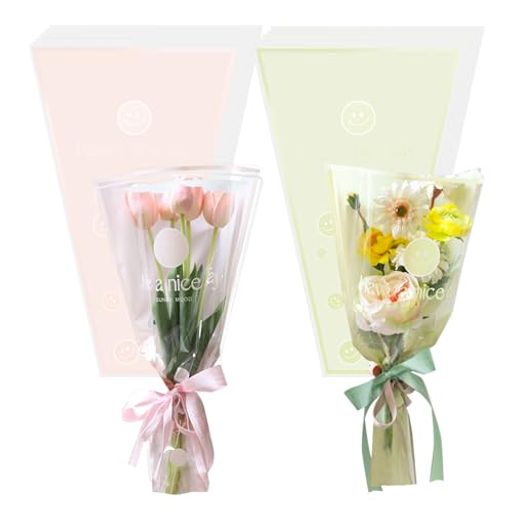 「商品仕様」素材:OPP、サイズ:28*9*44cm、カラー:ピンク、グリーン、数量:100枚セット(色ごとに50枚ずつ) 「お買い得セット」100枚セットの大容量なので、さまざまな用途で数を気にせずラッピングができます。笑顔デザインは、見...