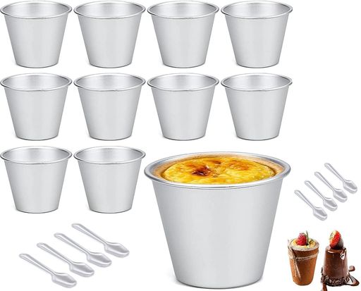 【素材】プリンカップは耐摩耗性に優れた高品質の素材で作られています。長期間使用しても耐久性があり、破損や変形しにくいです。また、滑らかな表面は触り心地が良く、何度も再利用できます。 【パッケージ】プリン型10個が届き、サイズは約5.5*3....