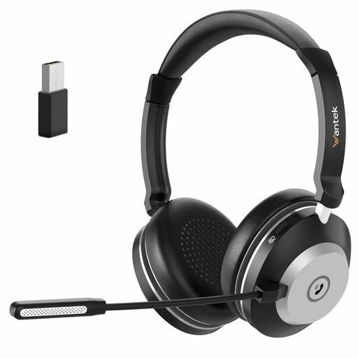 【2.4Gドングル&amp;Bluetoothデュアル接続方法】-Wantekワイヤレスヘッドセットは最新のBluetooth5.2技術を搭載し、より広い範囲と省電力のメリットがあり、障害なく最長32メートル以内の接続が可能で、遅延が大幅に...