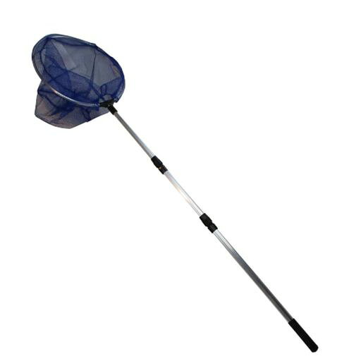 規格:丸 36●カラー:ブルー 全長:1.9m●仕舞寸法:約63cm●柄長さ:約63-153cm 自重:約280g●枠網サイズ:36cm 網の深さ:25cm 網の材質:ポリエステル●網の目サイズ:4mm