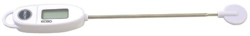 本体サイズ:30x240x16mm、重量:27g 温度測定範囲:-20~+250度、測定間隔:約1秒 電池:ボタン電池LR44x1個 仕様:オートパワーオフ・食品衛生適合品 材質:プラスチック・ステンレス