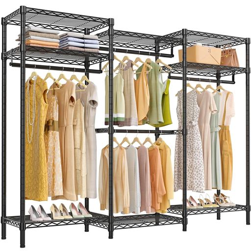 【ハンガーラック商品サイズ】商品仕様:幅約174x奥行40x高さ195cm(アジャスター含む);洋服ラック本体重量(約):17.9kg;全体耐荷重(約):320kg;お客様組み立てが必要な商品です。ワードローブ豊富な収納スペースを備え、あら...
