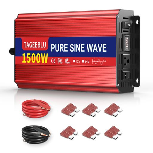 【優れた性能】連続出力1500W、負荷起動時のピークサージ3000Wを実現。12VDCを100VACに変換し、変換効率92%を超える純粋な正弦波を出力。変換時の電力損失を最小限に抑え、無負荷時の損失も低減 【正弦波インバーター】パワーインバ...