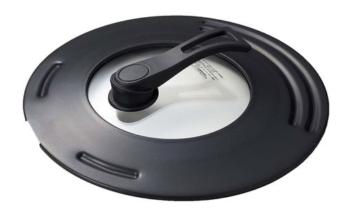 製品サイズ:(約)使用時/外径310x高さ115mm、収納時/外径310x高さ55mm 製品重量:(約)530g 材質:本体/アルミニウム合金(ふっ素樹脂塗膜加工)、スタンド/ナイロン(耐熱温度180度)、ガラス窓/強化ガラス(全面物理強化...