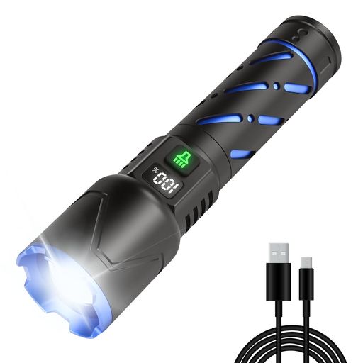 『超高輝度20000ルンメー懐中電灯led強力軍用最強』フラッシュライトは高性能のLEDを採用し、最大輝度20000ルーメンの明るい光を放ち、最大照射距離は500メートルに達します。暗闇でも広範囲を明るく照らし出すことができます。この高品質...