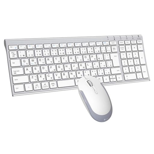【2.4G無線日本語配列キーボード&amp;マウスセット】キーボードとマウスは一つのレシーバーを共用し、レシーバーを差し込むだけで使用できます。2.4GHzワイヤレステクノロジーにより、近周波数の電波が多く存在する環境でも、遅延やデータ欠落...